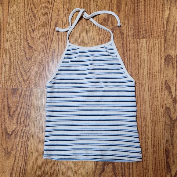 Brandy Melville | Tops | Brandy Melville Blue Stripe Open Back Y2k ...